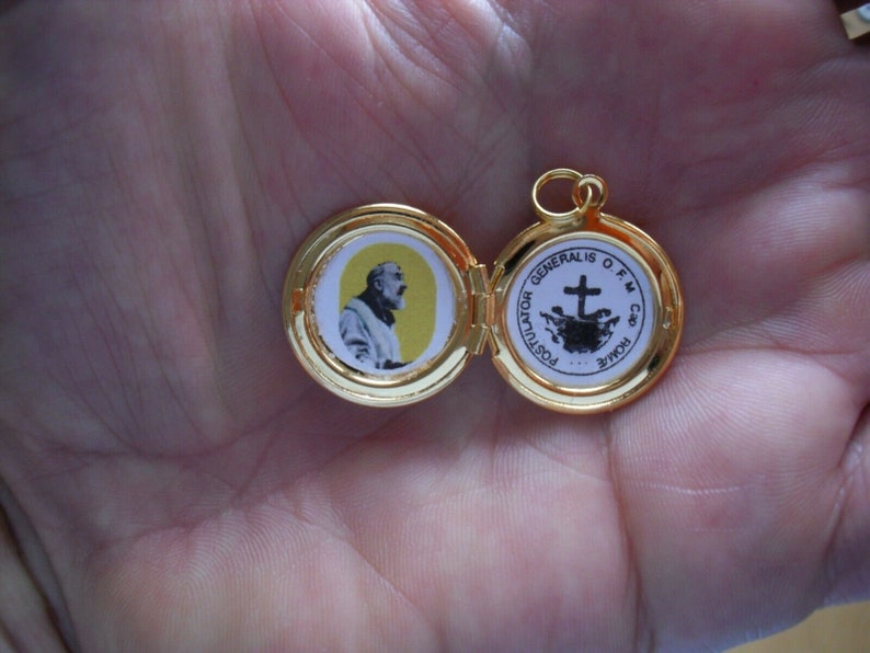 Padre Pio Relic Locket With Free Photo Holy Prayer Card - Etsy