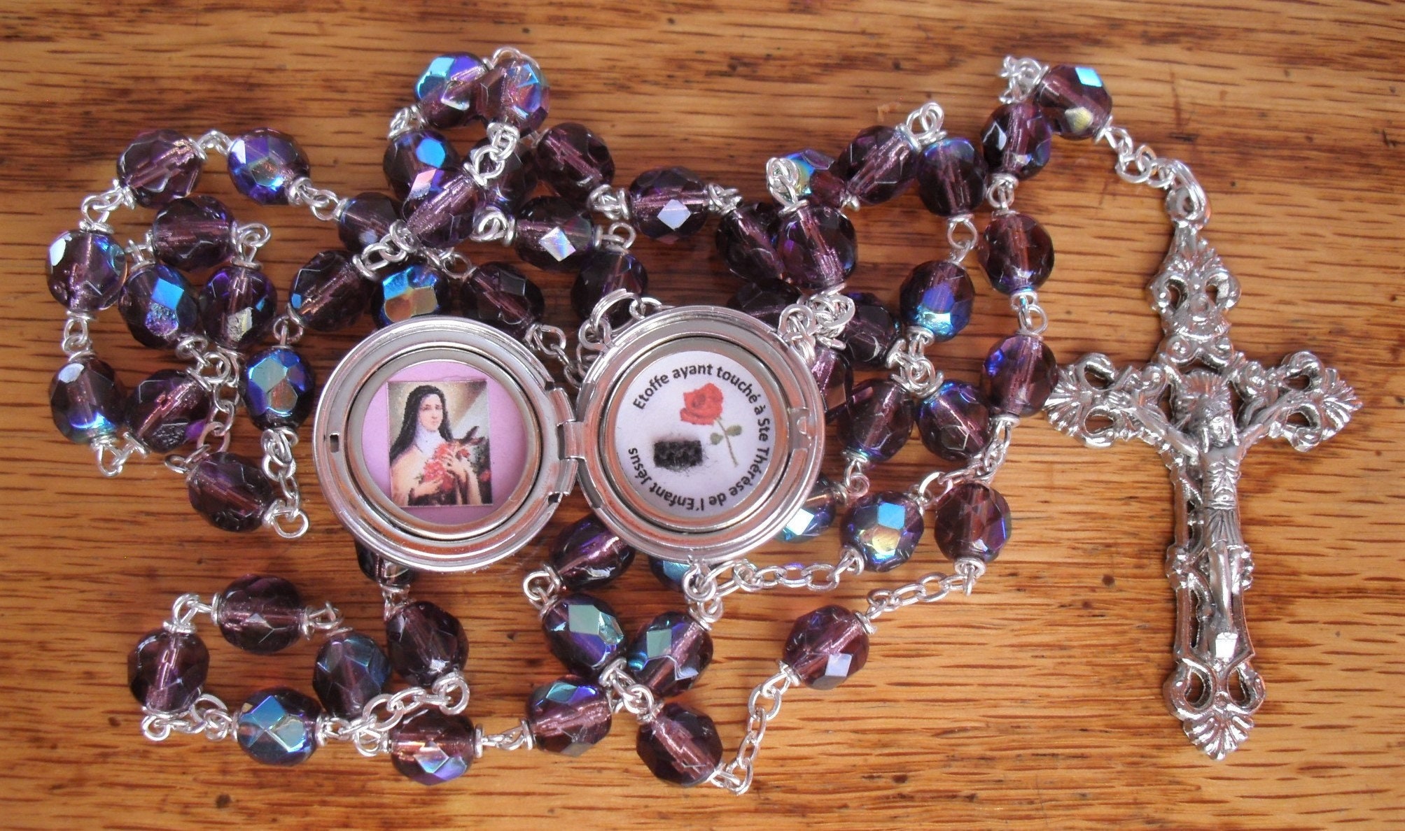St Therese Relic Locket Rosary VERY UNIQUE & BEAUTIFUL - Etsy
