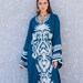 Blue Tunic Embroidered Kaftan, Bohemian Embroidery Tunic Dress ...