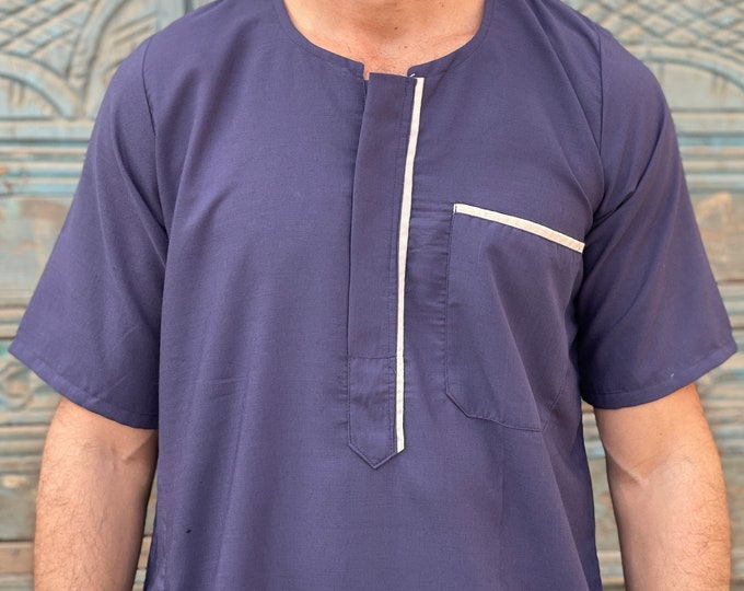 Men's Summer Kaftan, Short Sleeve Men's Kaftan, Cotton Men Caftan ...