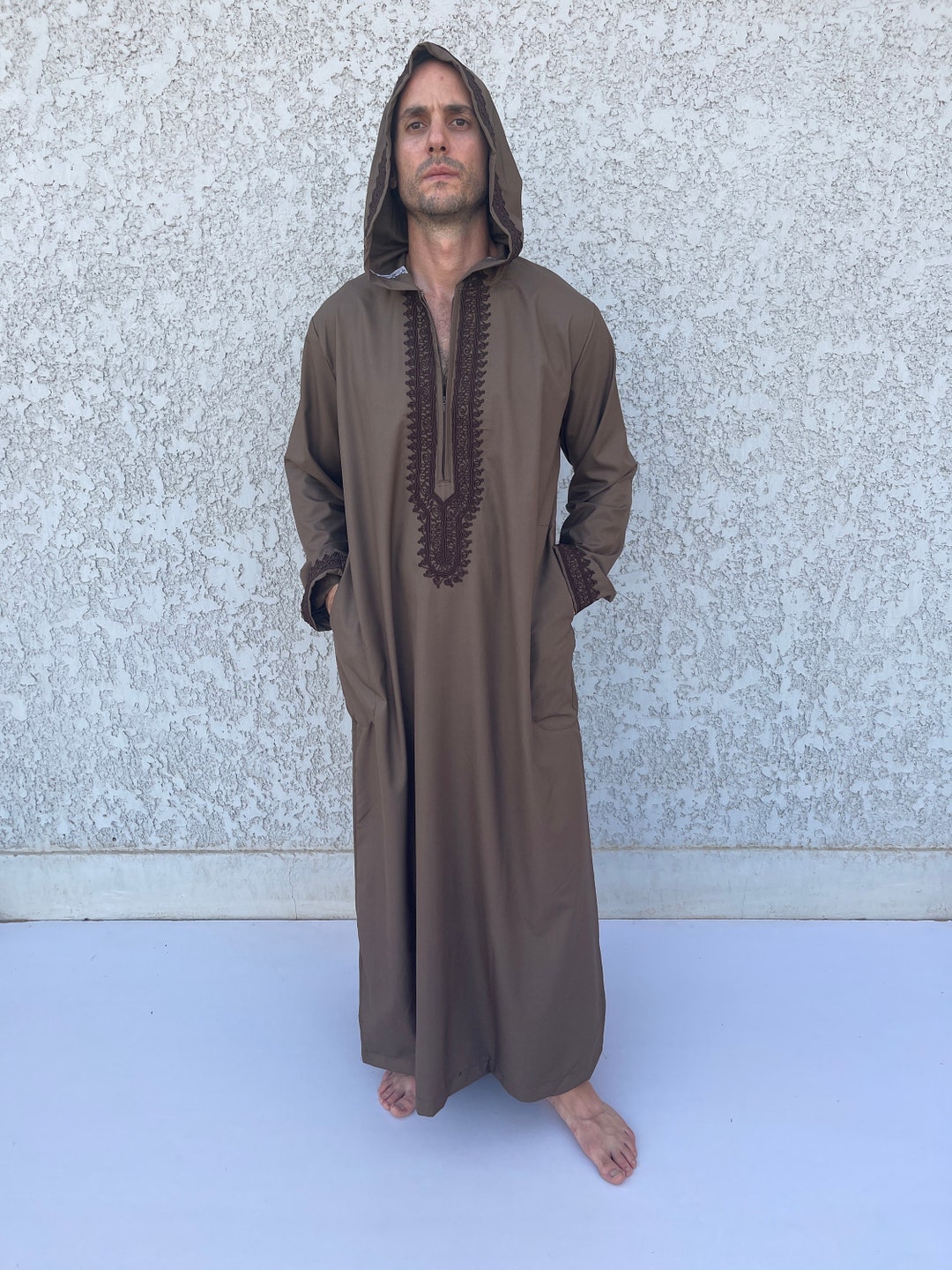 Brown Cotton Mens Kaftan, Luxurious Cotton Men's Caftan, Men's Kaftan, Caftans for Men, Men ...