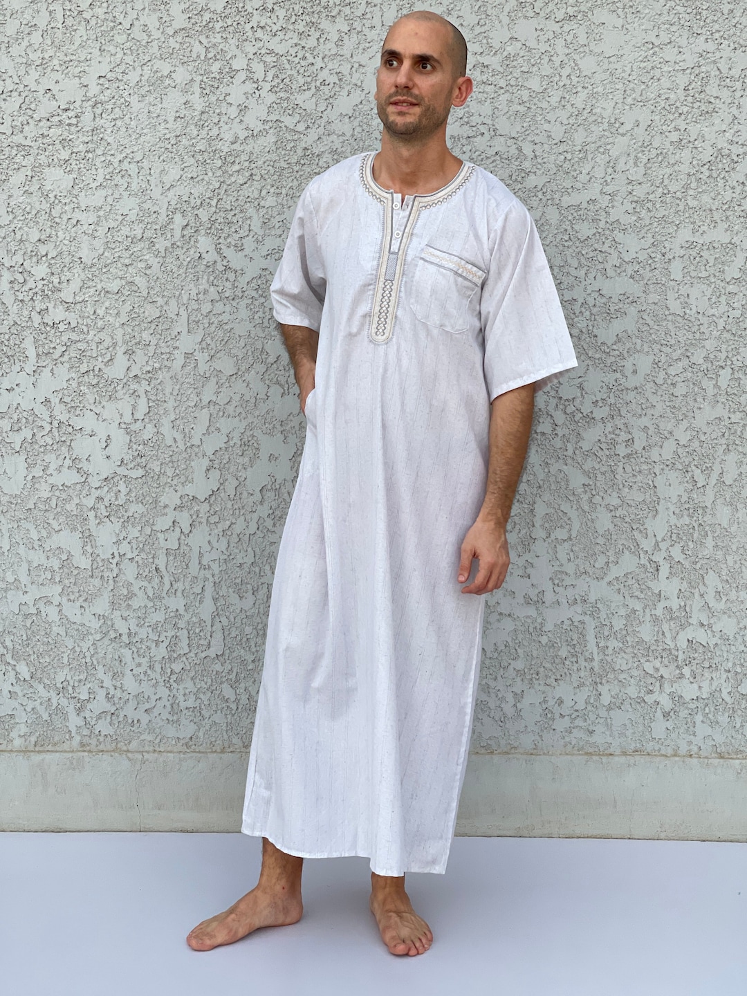 Men's Summer Kaftan, Short Sleeve Men's Kaftan, Cotton Men Caftan ...