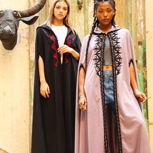 Black Moroccan Hand Embroidered Hooded Wool Cape, Bohemian Hooded Cloak ...