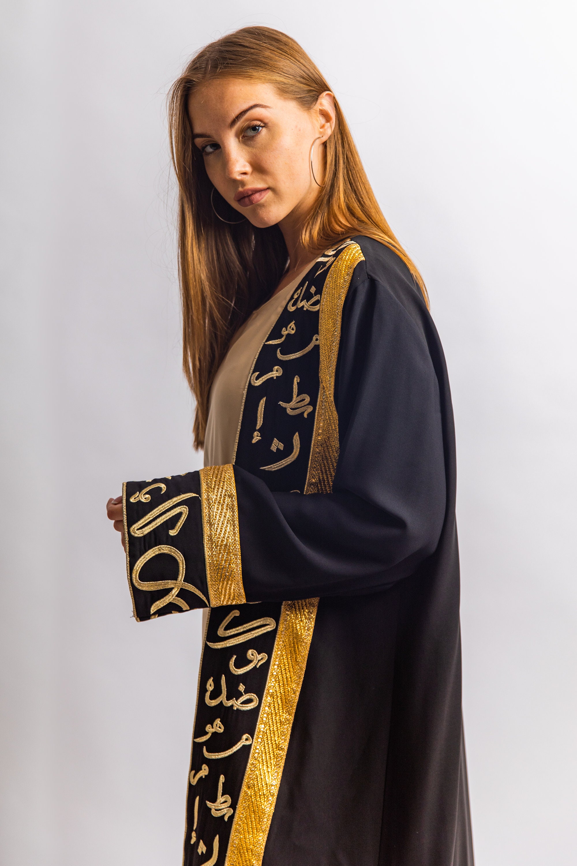 Arabic Letters Embroidered Abaya Set Luxurious Abaya Cotton | Etsy
