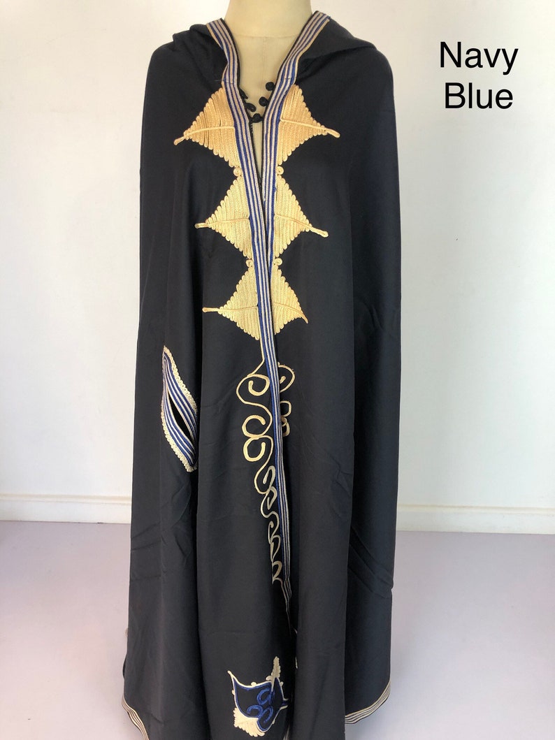 Moroccan Embroidered Hooded Wool Cape Bohemian Hooded Cloak - Etsy