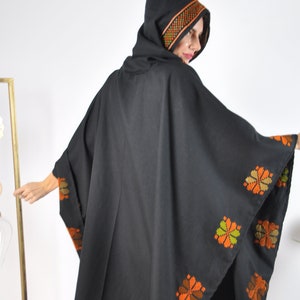 Bedouin Embroidered Hooded Wool Coat Cloak, Morocco Vintage, Boho Cloak ...