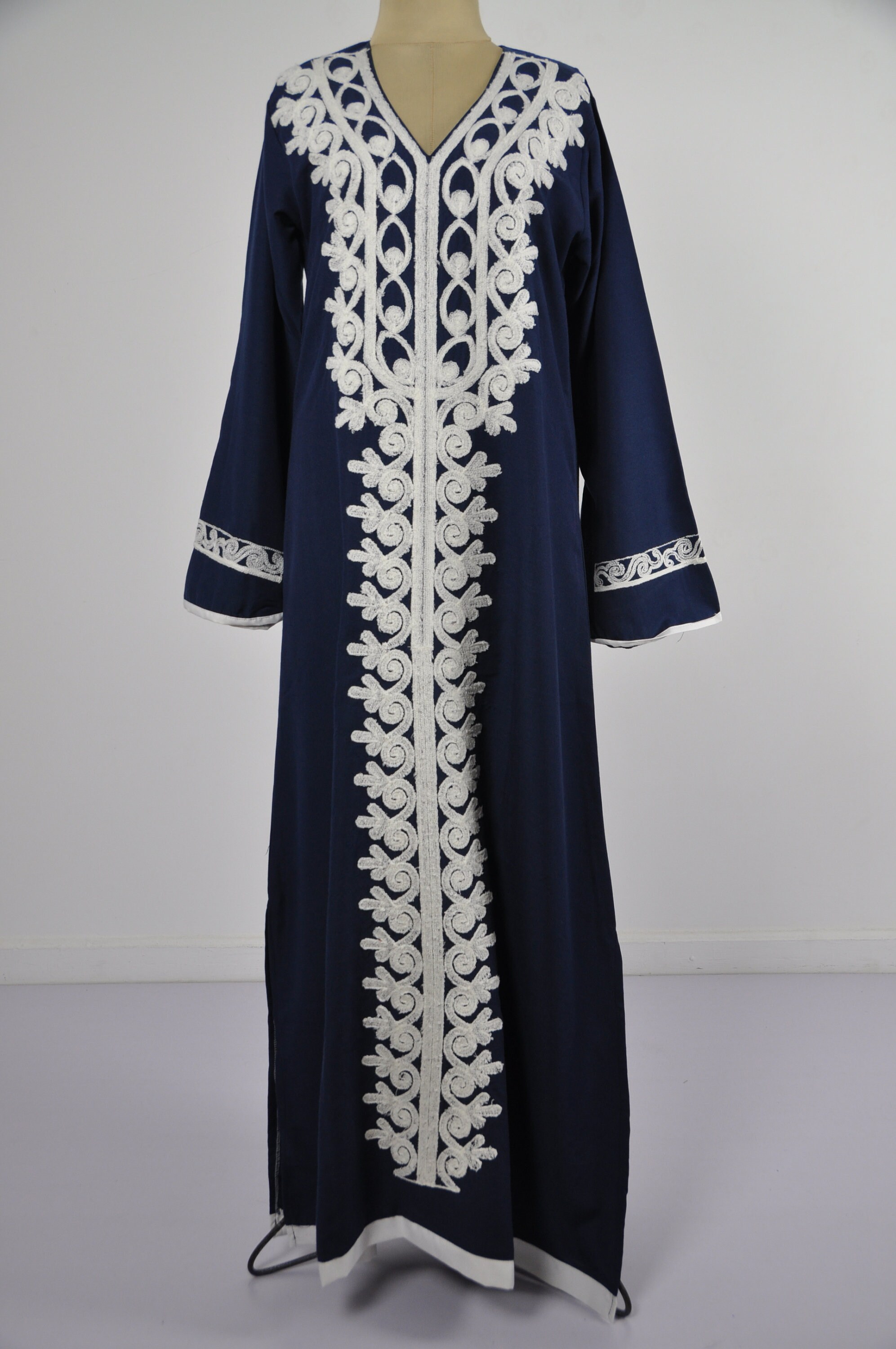 White Autumn / Winter Bohemian Maxi Kaftan Dress Long Sleeve | Etsy