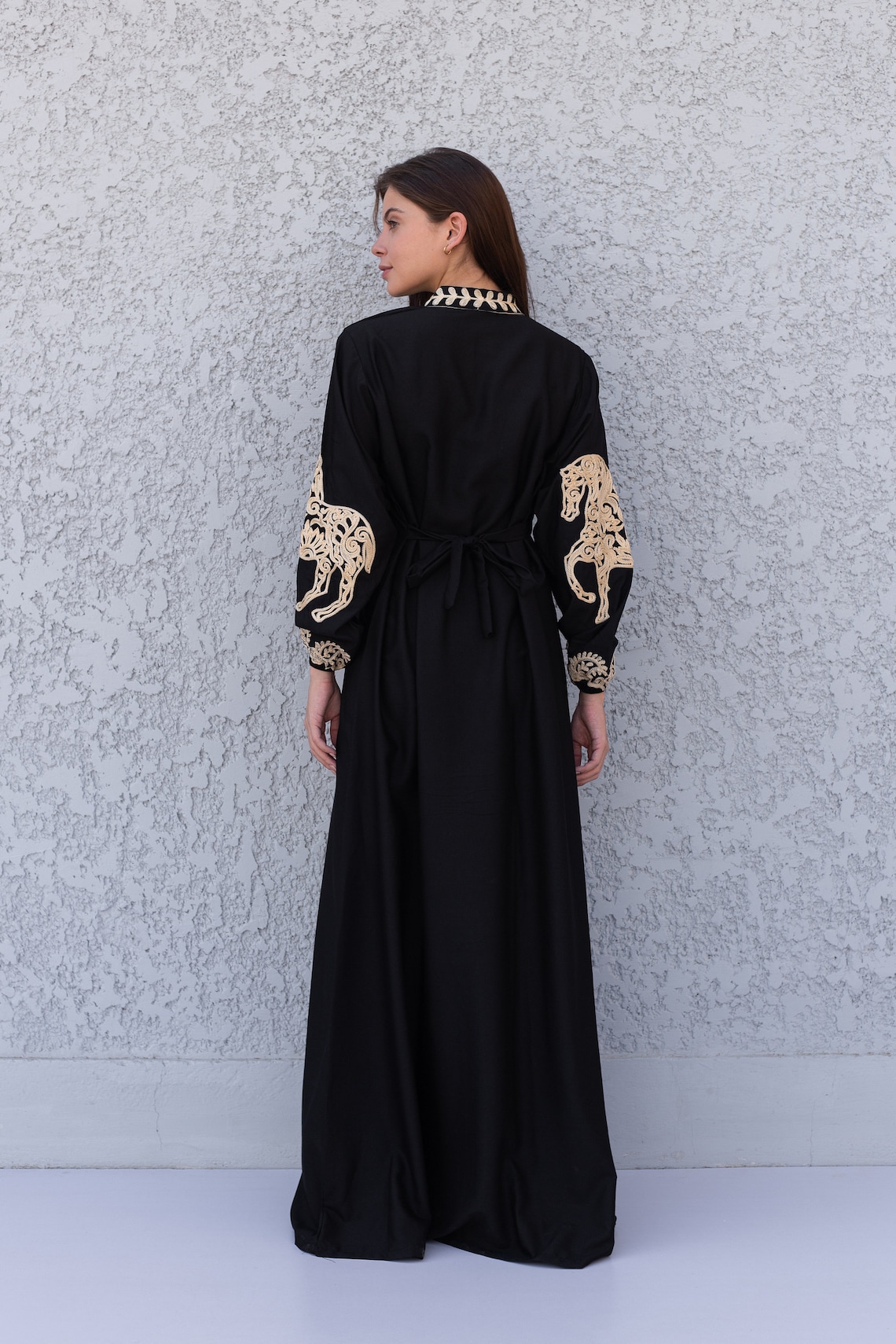 Stunning Black Cotton Caftans for Women Embroidered Long - Etsy