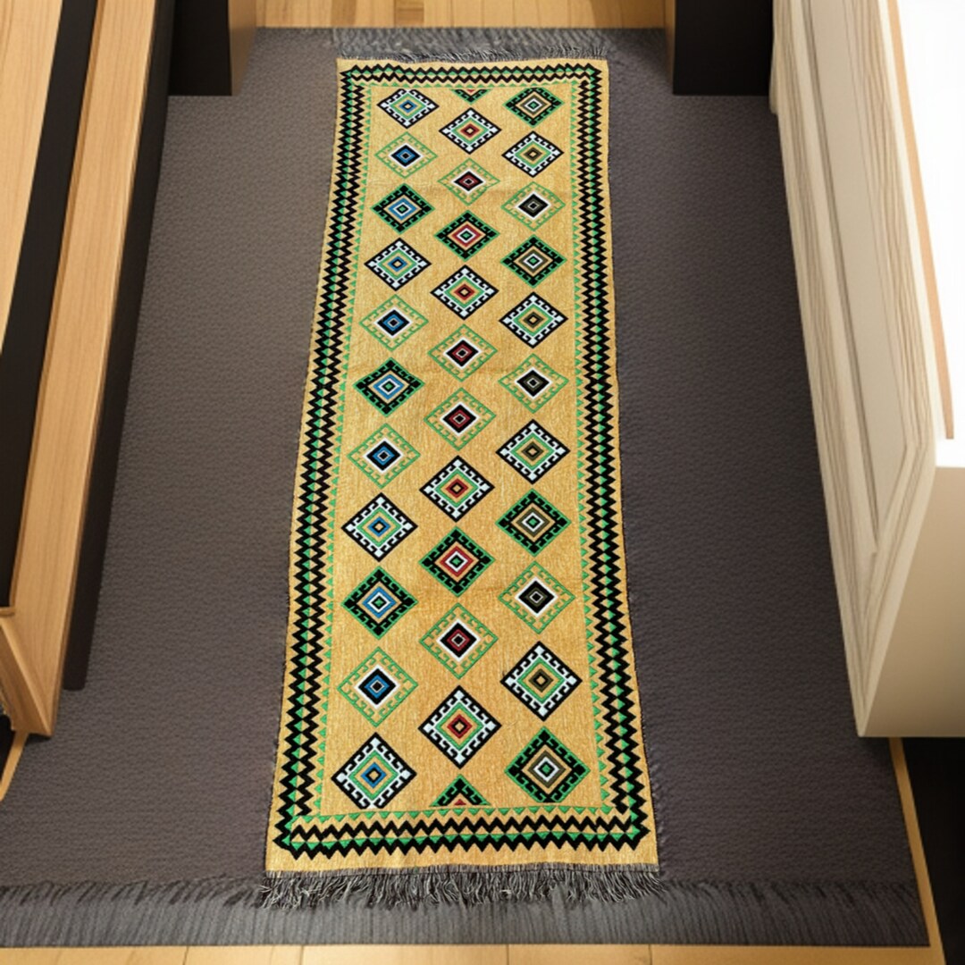 Yellow/brown Kilim Runner 2' X 6', Stair Runner, Double Face Wall ...