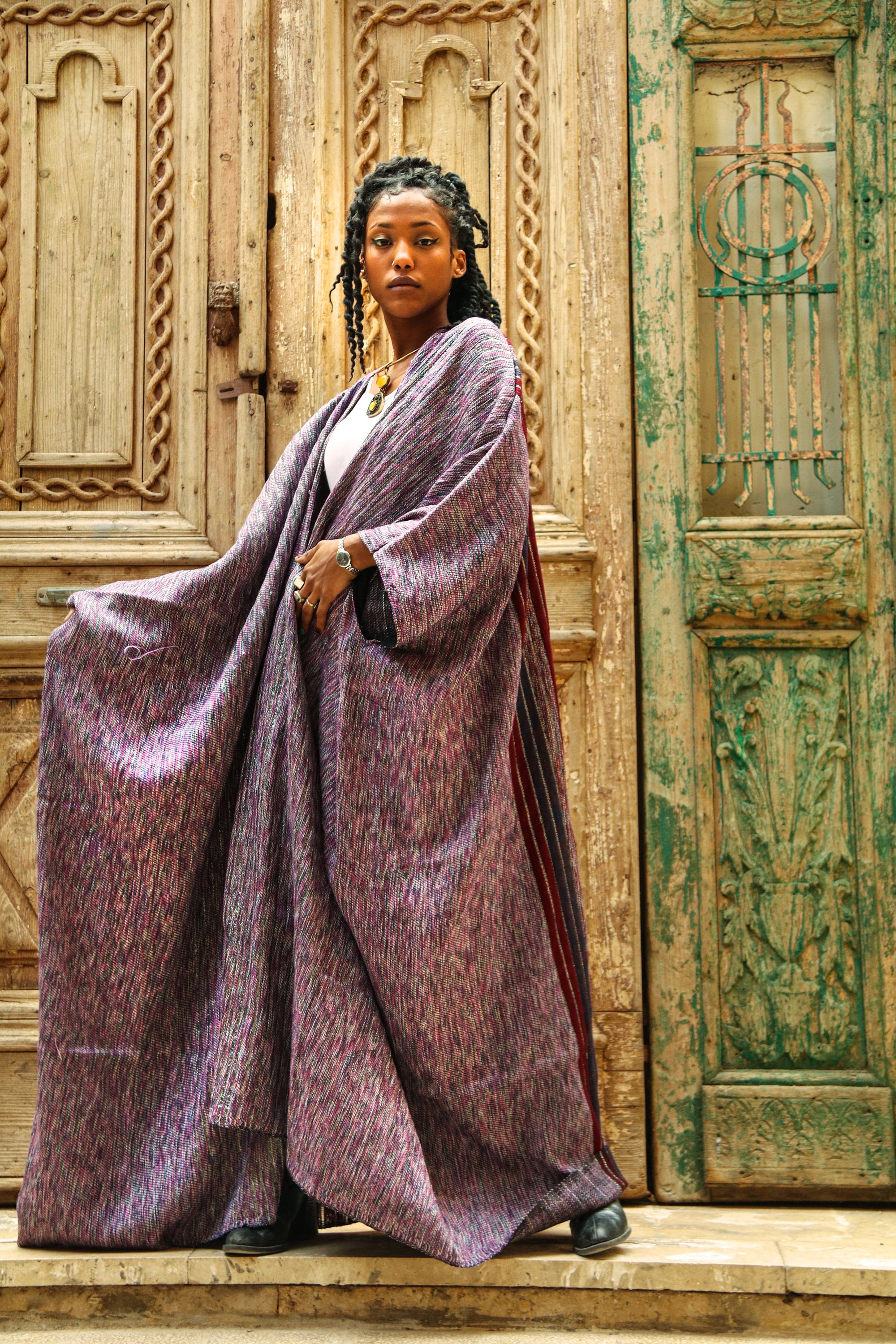 Vibrant Purple Hand Loomed Abaya, Winter Wool Abaya, Abayas, Winter ...