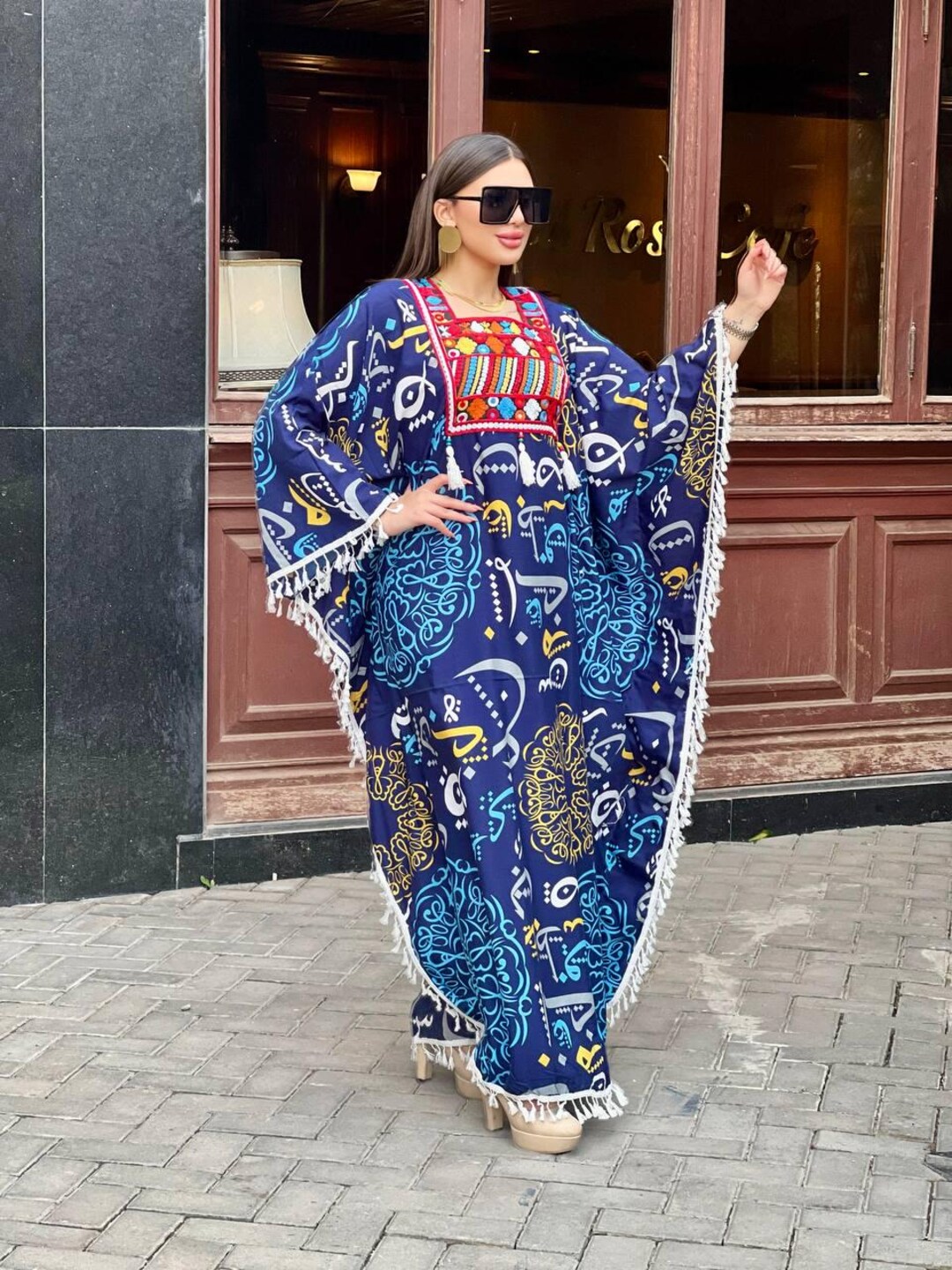 Boho Print Blue Summer Kaftan, Caftan Dress, Caftans for Women, Boho ...