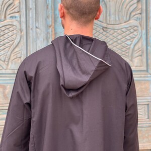 Black Hooded Men's Kaftan, Egyptian Cotton Caftan, Men's Kaftan, Caftans for Men, Men Clothing ...