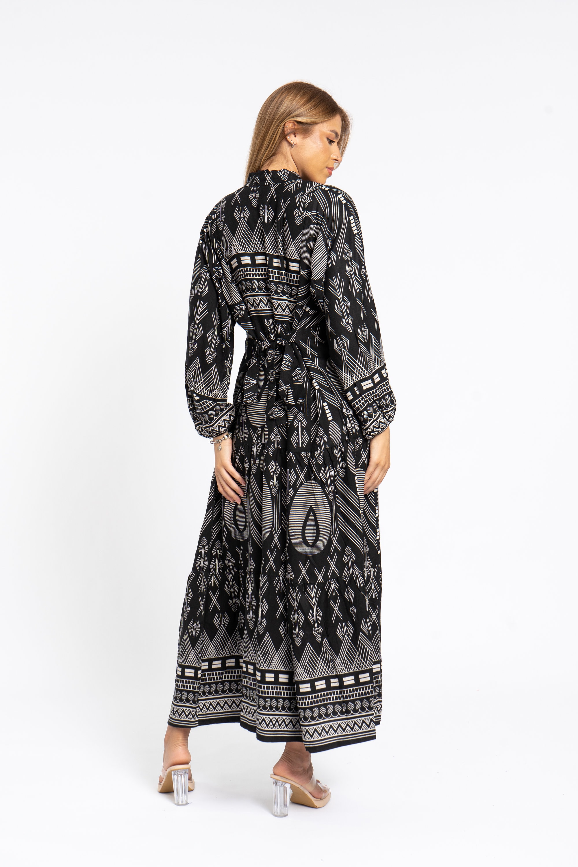 Midi Black Print Caftan for Women, Caftan Dress, Caftans for Women ...