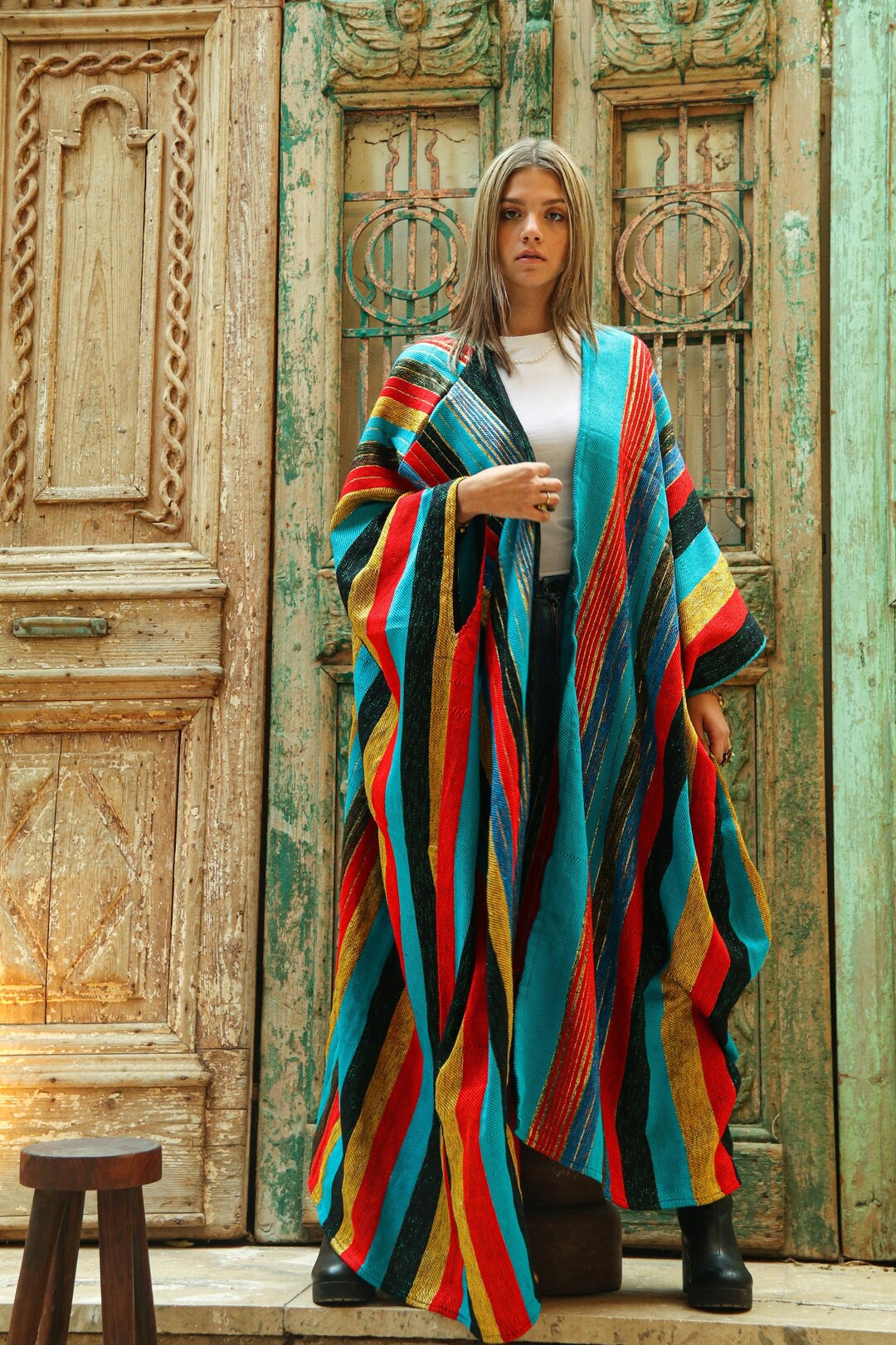 Stunning Rainbow Hand Loomed Kimono Winter Wool Kimono - Etsy