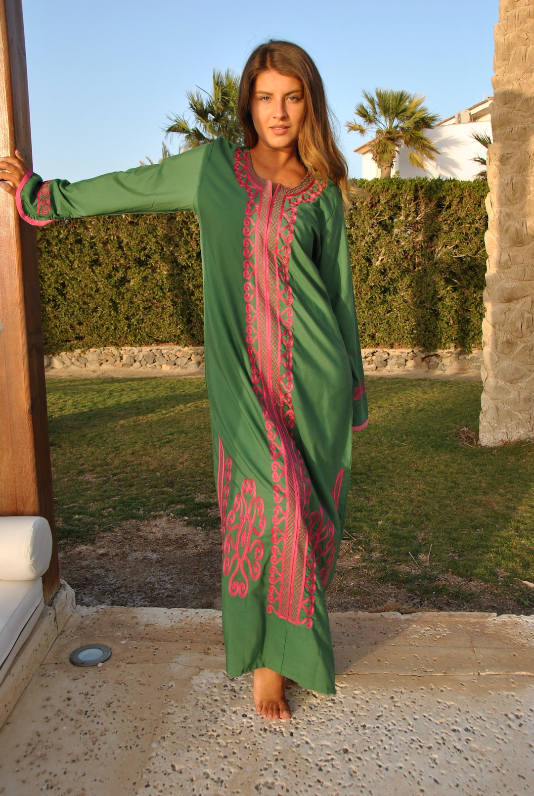 Winter Bohemian Maxi Kaftan Dress, Moroccan Maxi Caftan, Green ...