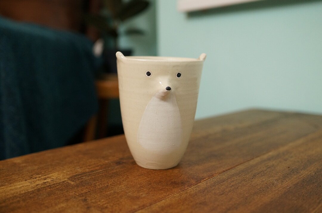 Ceramic Handmade White Fox Tall Cup ,fox Tea Cup,pottery Mug,handmade ...