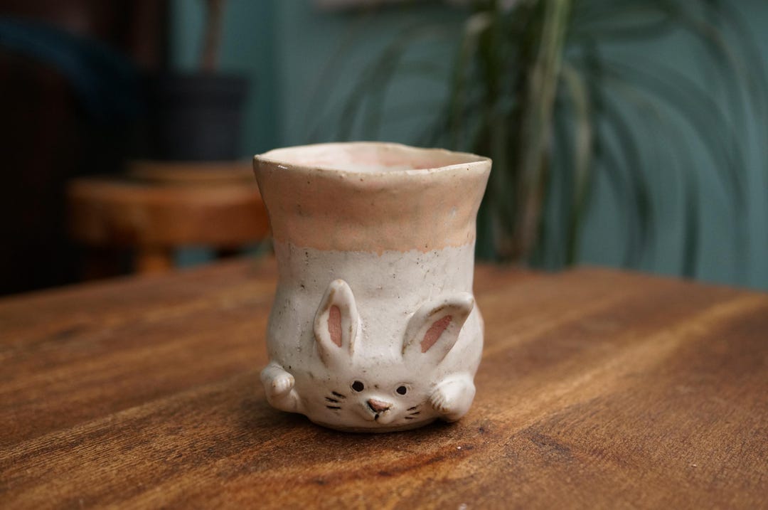 Handmade Ceramic White Rabbit Mug, Pottery Tea Cup - Etsy