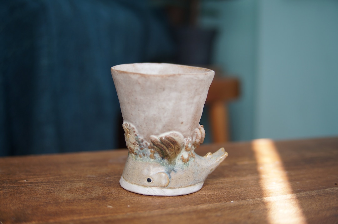Ceramic Handmade Hand-pinched Whale and the Coral High Tea Cup, Pottery ...