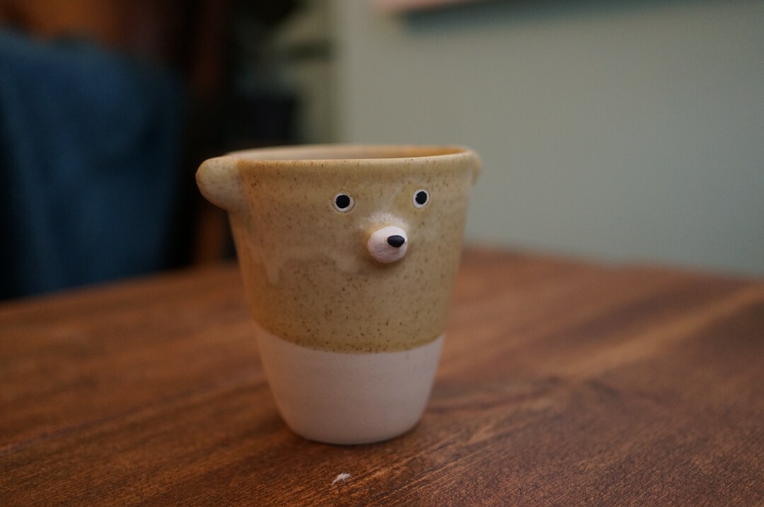 Ceramic Handmade Light Brown Bear Tall Cup bear Tea - Etsy