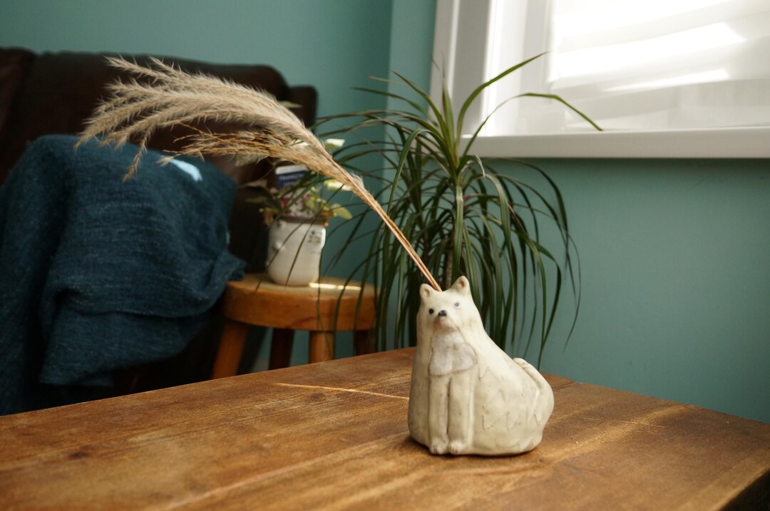 Handmade Ceramic Fox Vase: Stoneware Flower Pot Sculpture - Etsy