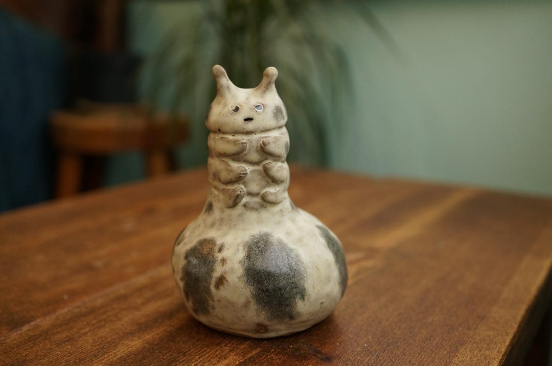 Handmade Handbuilt Ceramic White Caterpillar Flower Pot,caterpillar ...