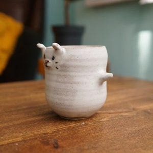 Ceramic Handmade White Rabbit Tea Cup, Rabbit Mug,pottery Mug, Handmade ...