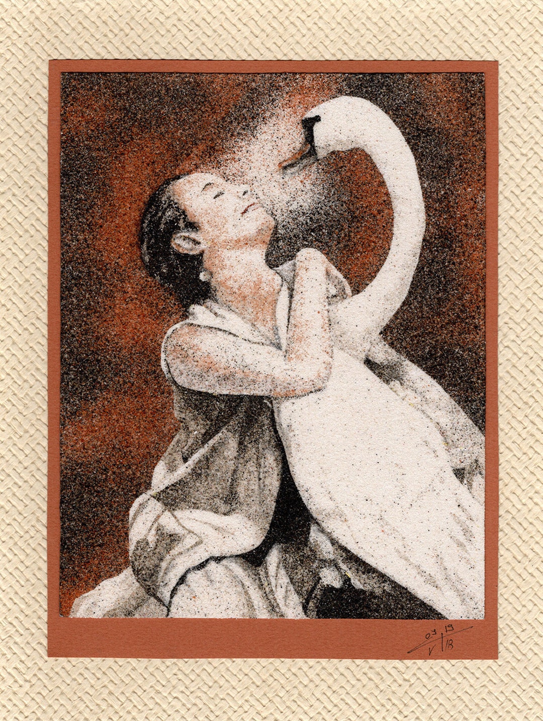 Natural Sand Painting 24x18 Cm the Dancer Anna Pavlova With Her Tamed ...