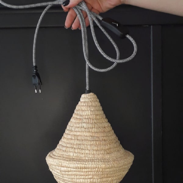 Black Raffia Lamp - Etsy