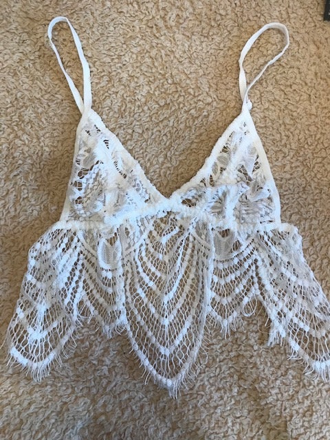White Triangle Cup Bralet Bralette Bra Size 10 Crop Top Sheer - Etsy