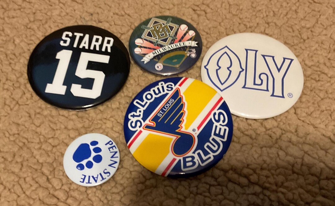 Vintage Lot of 5 Sports Buttons/ Pins - Etsy