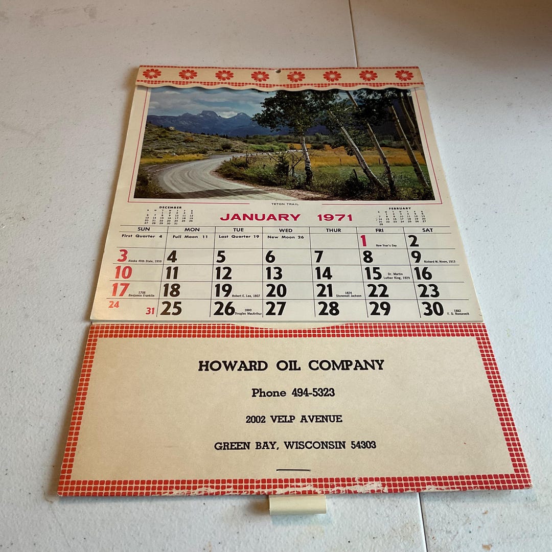 1971 Advertising Calendar - Howard Oil Co Howard WI - Etsy