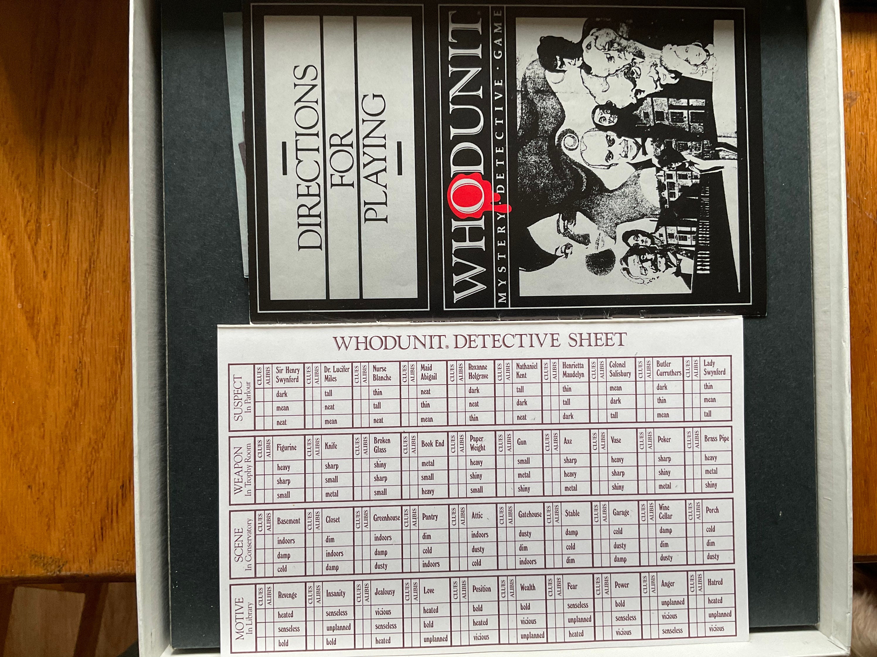 1985 Whodunnit Mystery Detective Game - Etsy