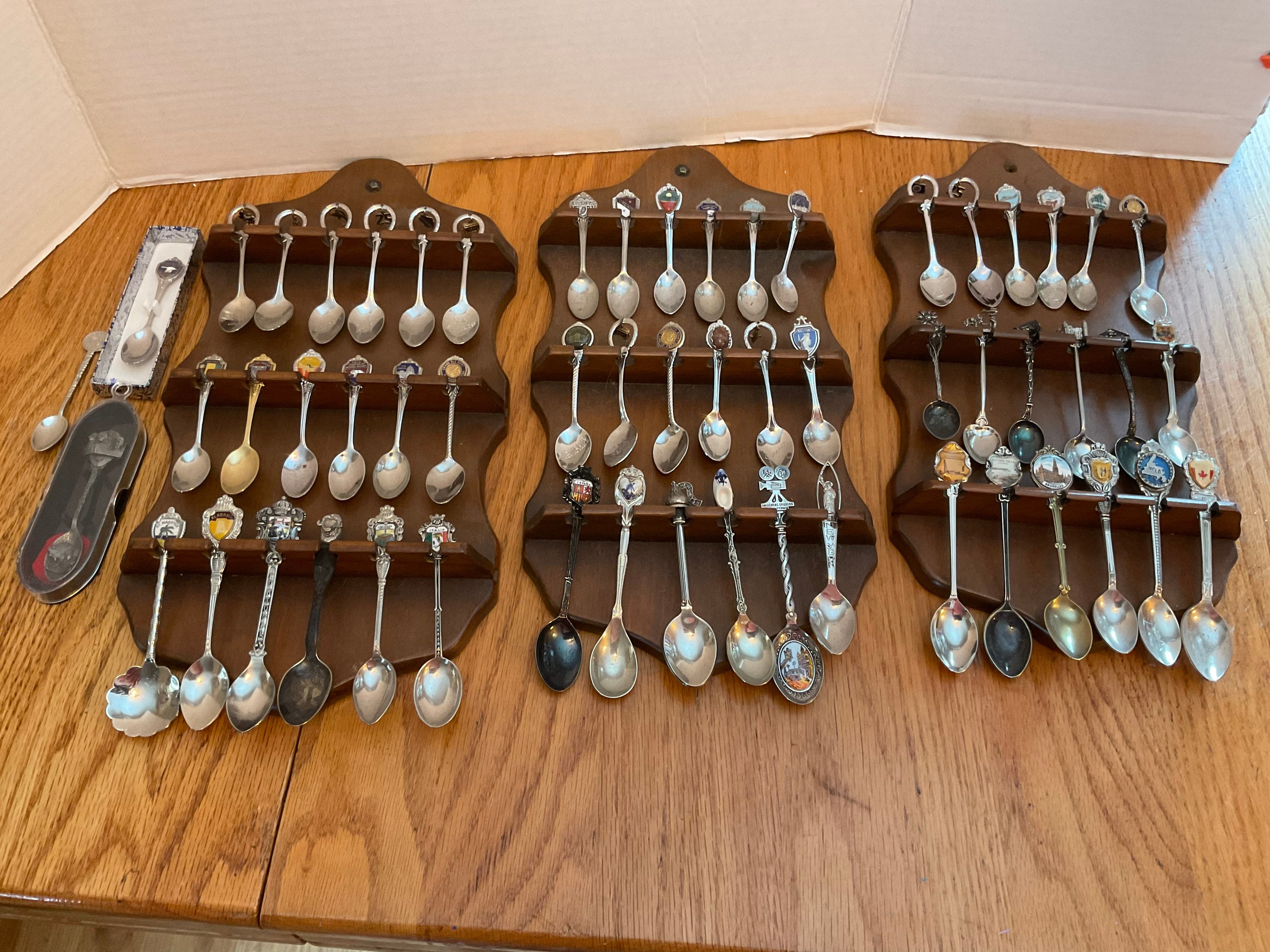 Vintage Silver Spoon Collection With Display Racks 57 Spoons - Etsy