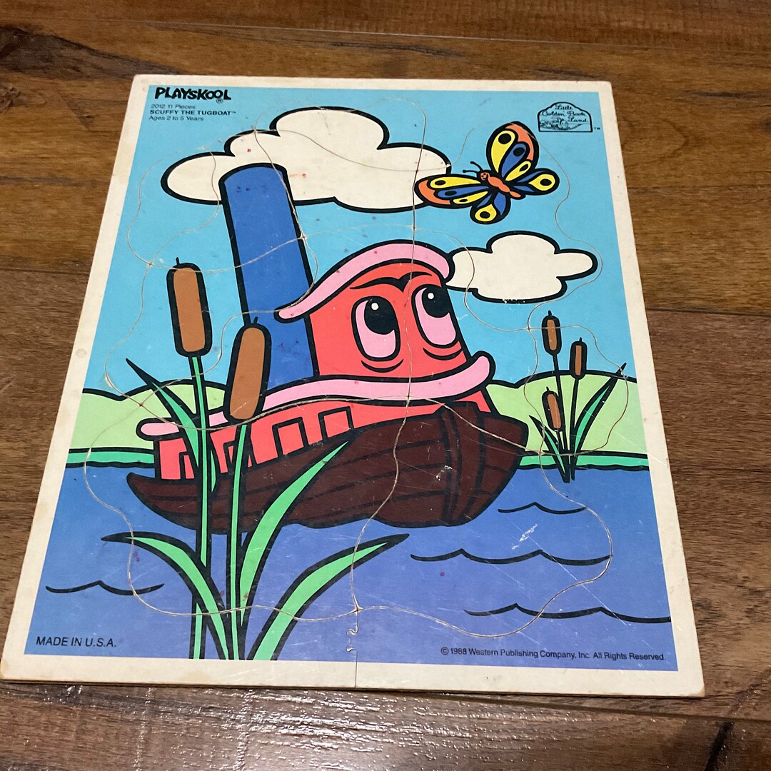 1988 Playskool Wooden Puzzle- Scuffy the Tug Boat - Etsy
