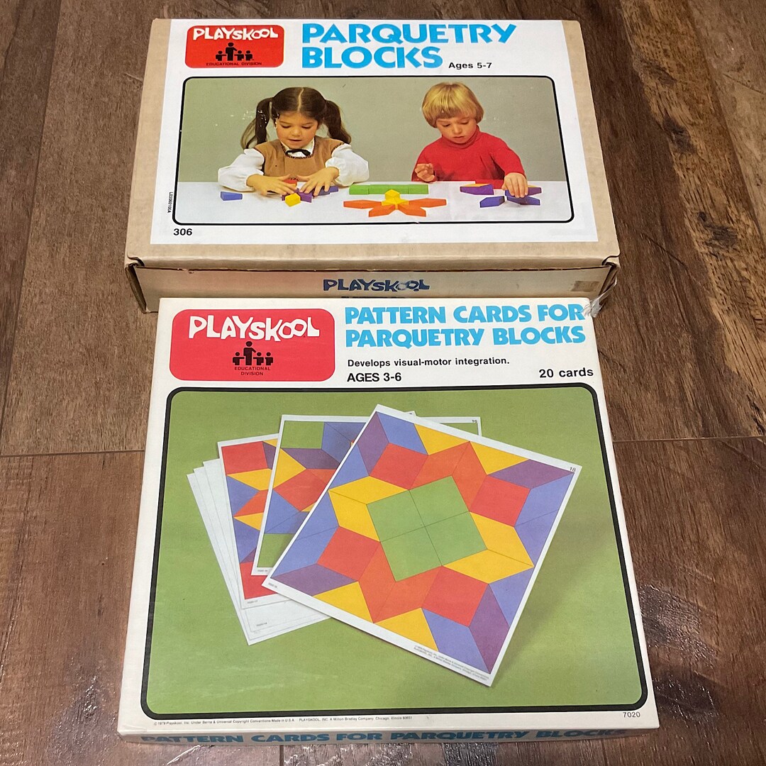 1978 Playskool Parquetry Blocks and Pattern Cards - Etsy