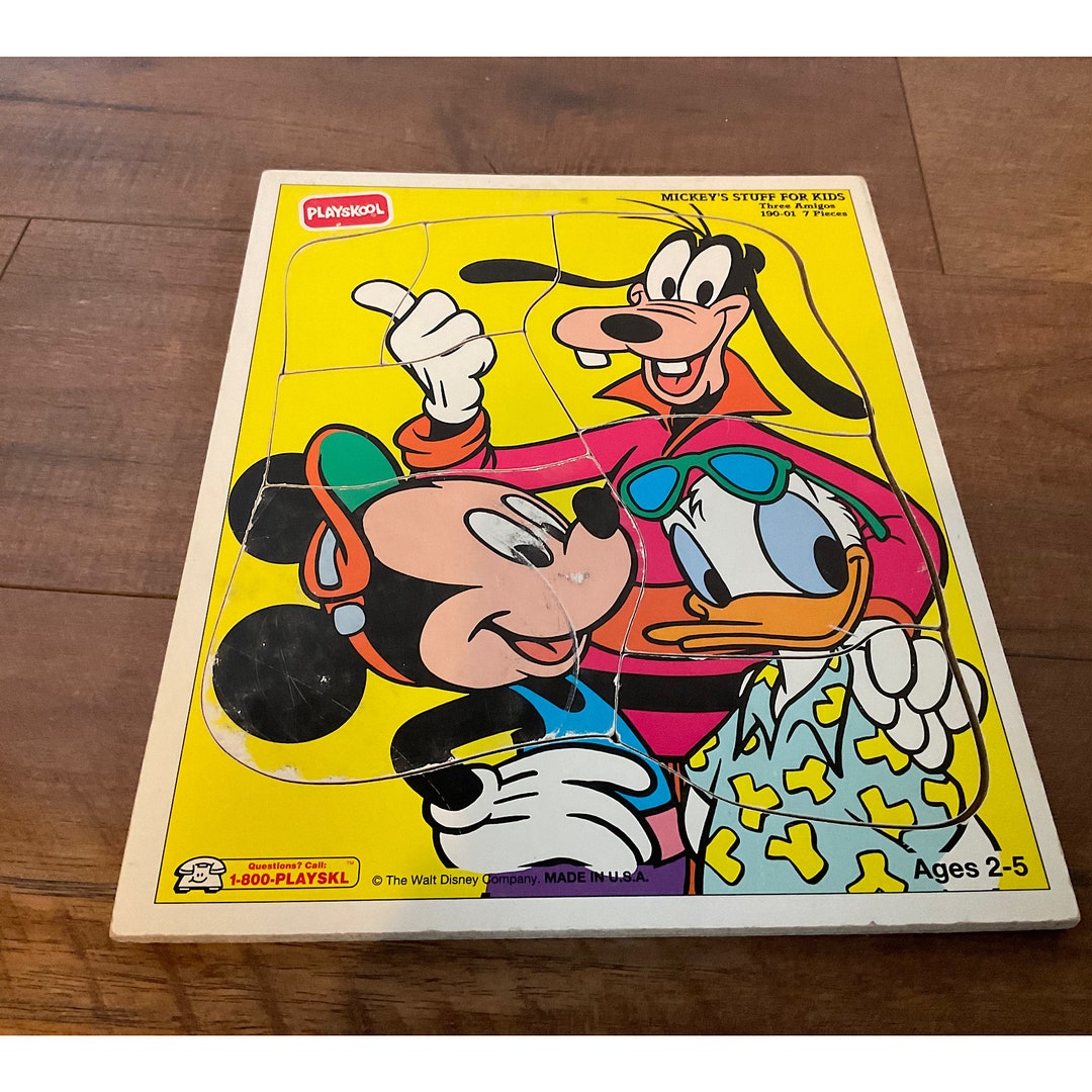 Vintage Playskool Mickey Mouse 3 Amigos Wood Frame Tray Puzzle - Etsy
