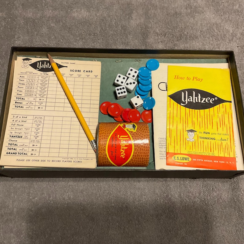 1956 ES Lowe Yahtzee Game - COMPLETE - Etsy