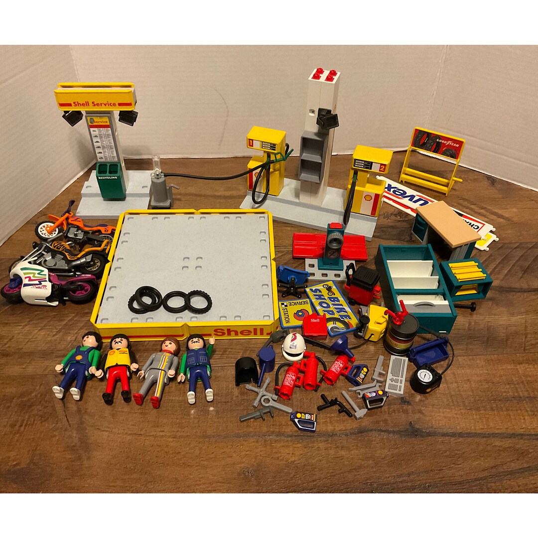 1990’s Playmobile Shell Gas Station and Bike Shop - Etsy