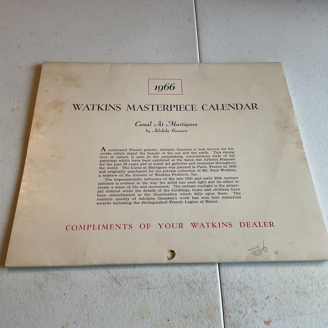 1966 Advertising Calendar Watkins Masterpiece Calendar - Etsy
