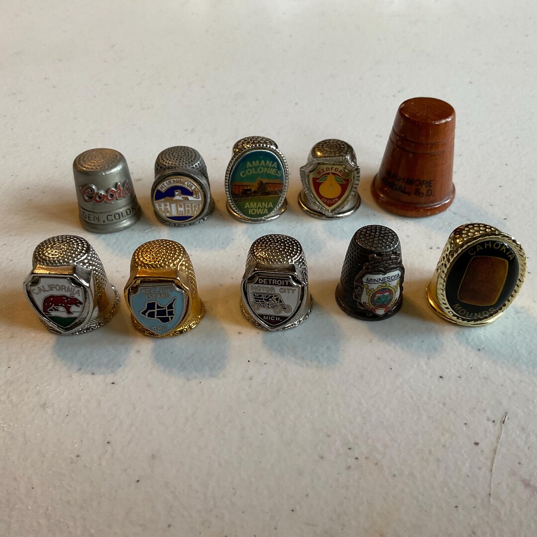Lot of 10 Metal and Wood Collectable States & Parks Thimbles - Etsy