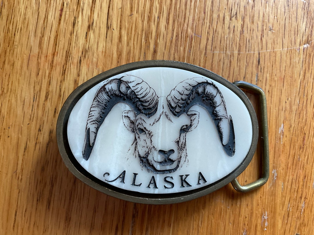 Vintage BTS Brass Belt Buckle Alaska Horned Sheep - Etsy