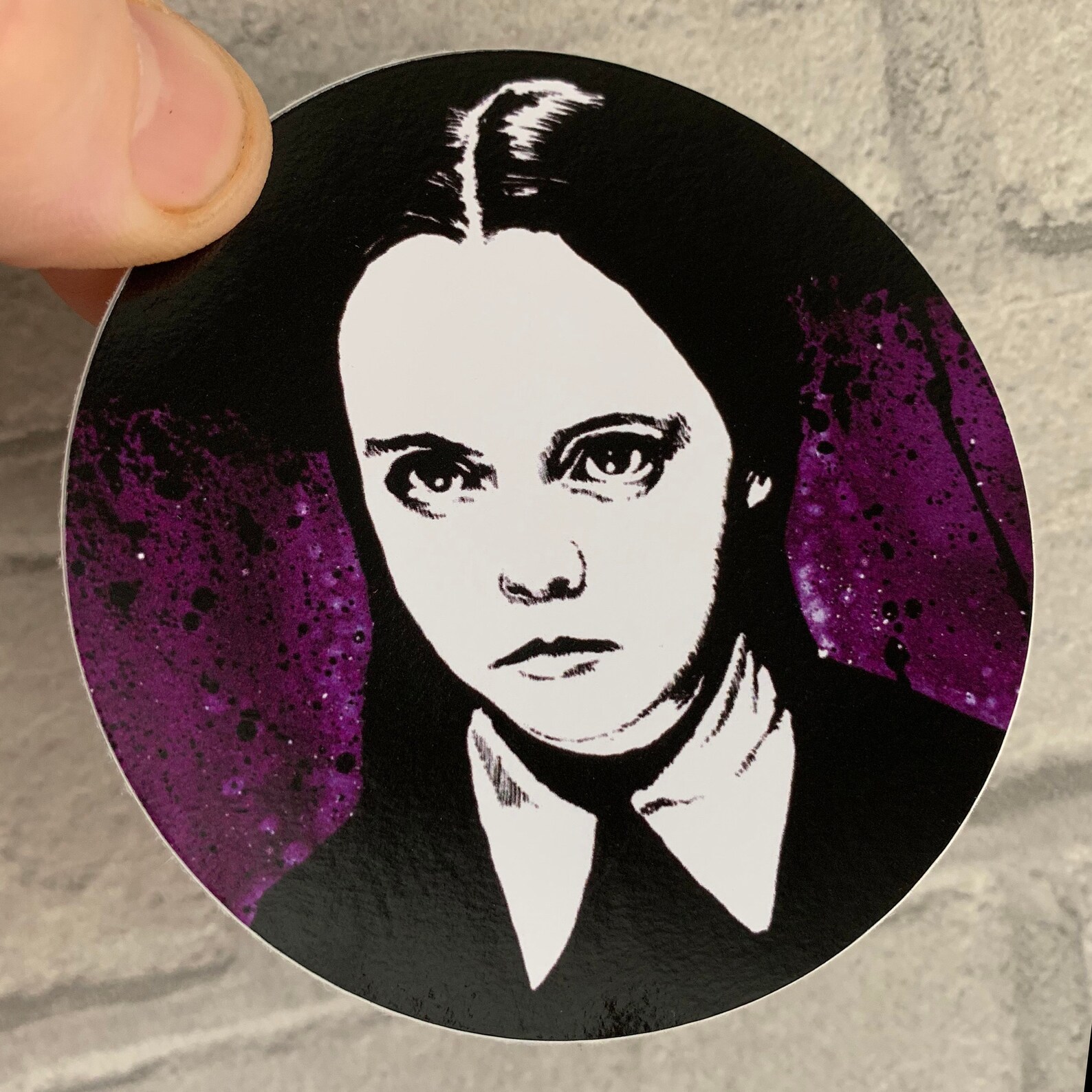Wednesday Addams Vinyl Sticker 80mm Circular Addams Family - Etsy Finland