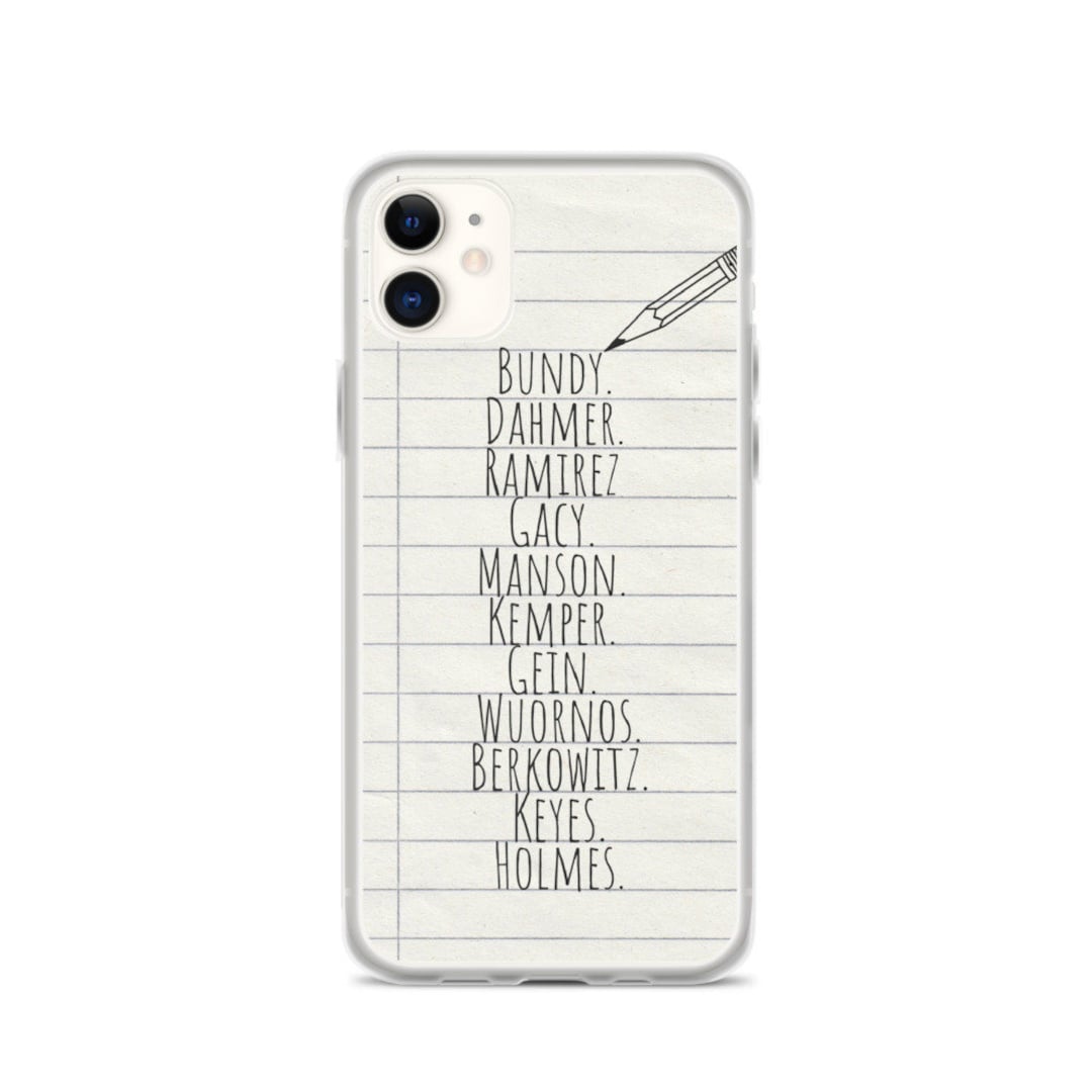 Serial Killer List Phone Case, True Crime Murderabilia Cell Cover for ...