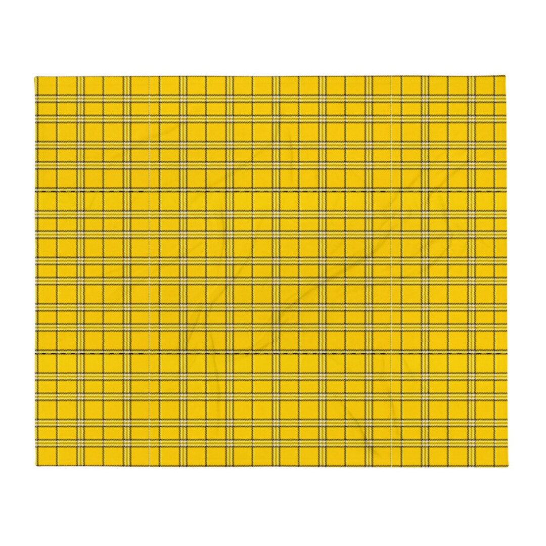 Clueless Throw Blanket, Retro Yellow Plaid Pattern, Mid 90s Style Home ...