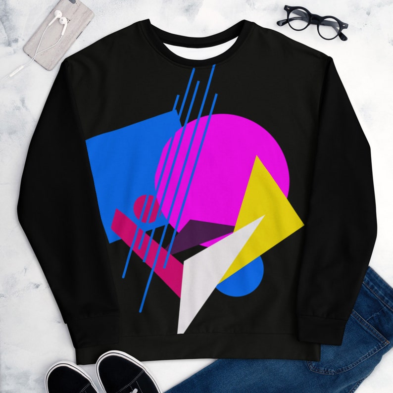 Retro 80s Neon Graphic Sweatshirt, Unisex Brushed Fleece - Etsy