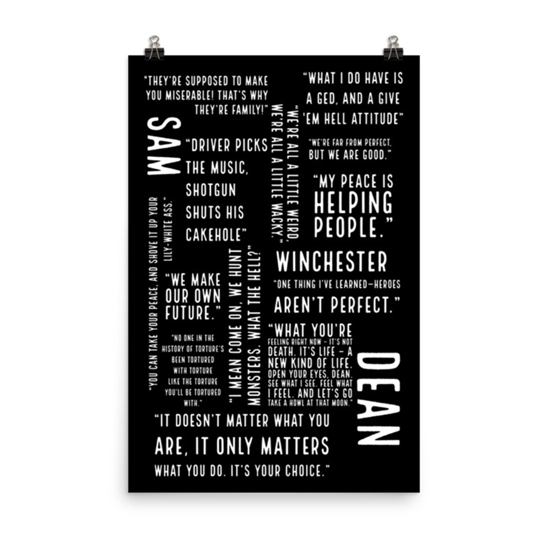 Supernatural Quote Poster, Sam and Dean Winchester, TV Series Fan Gift ...