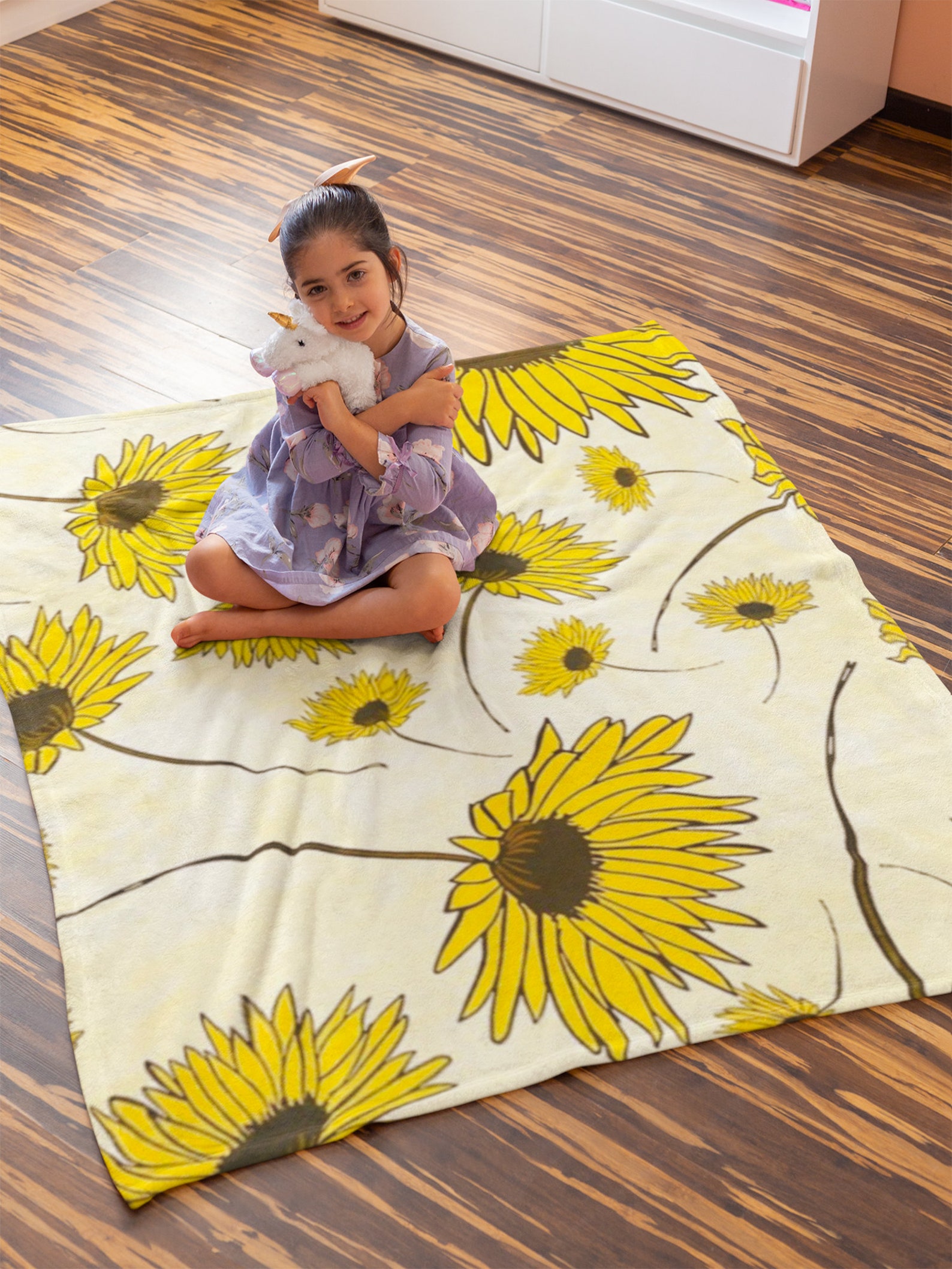 Yellow Daisy Print Throw Blanket Soft Fleece Machine | Etsy