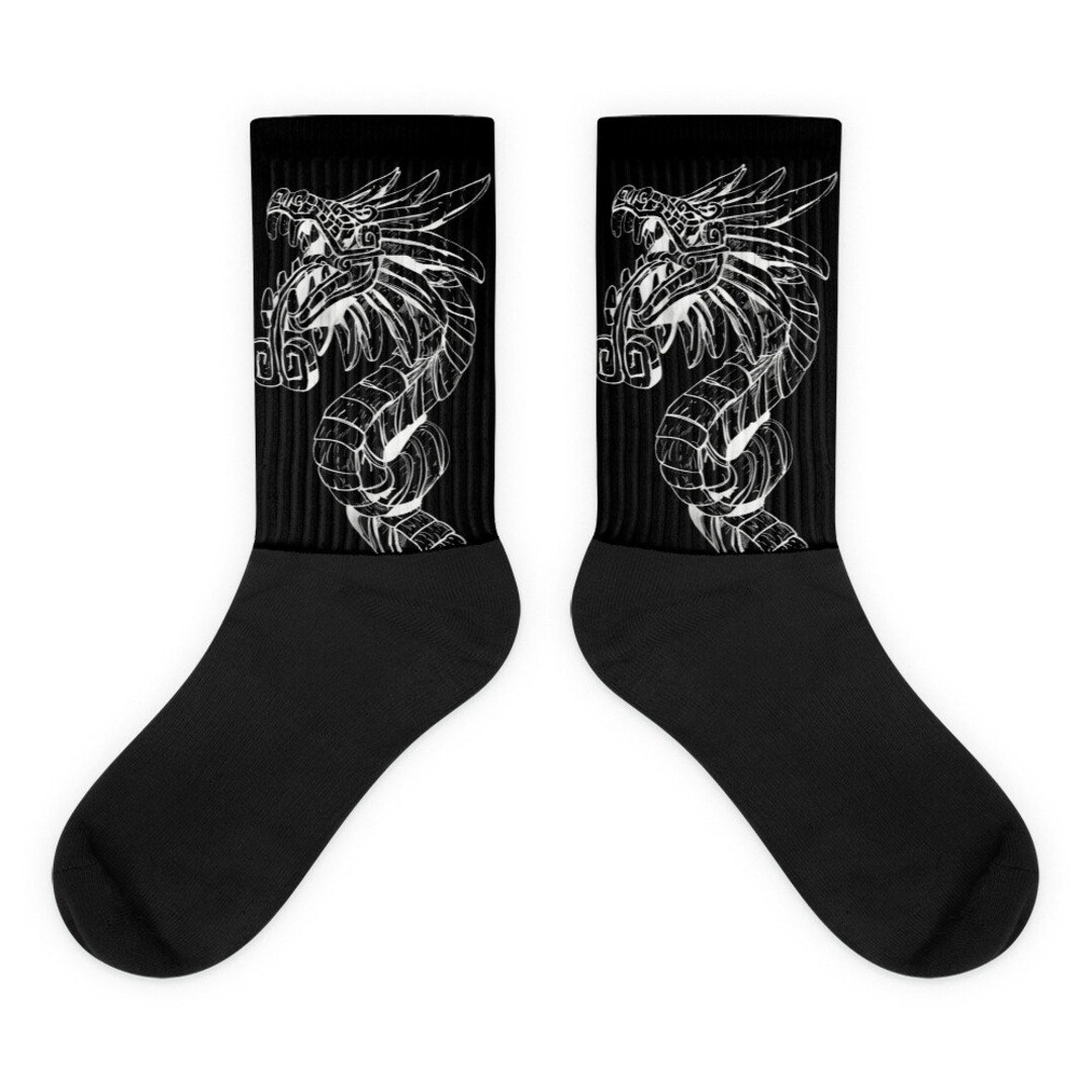 Quetzalcoatl Socks, Dragon Art Footwear, Comfy, Cozy Sock Gift for Men ...