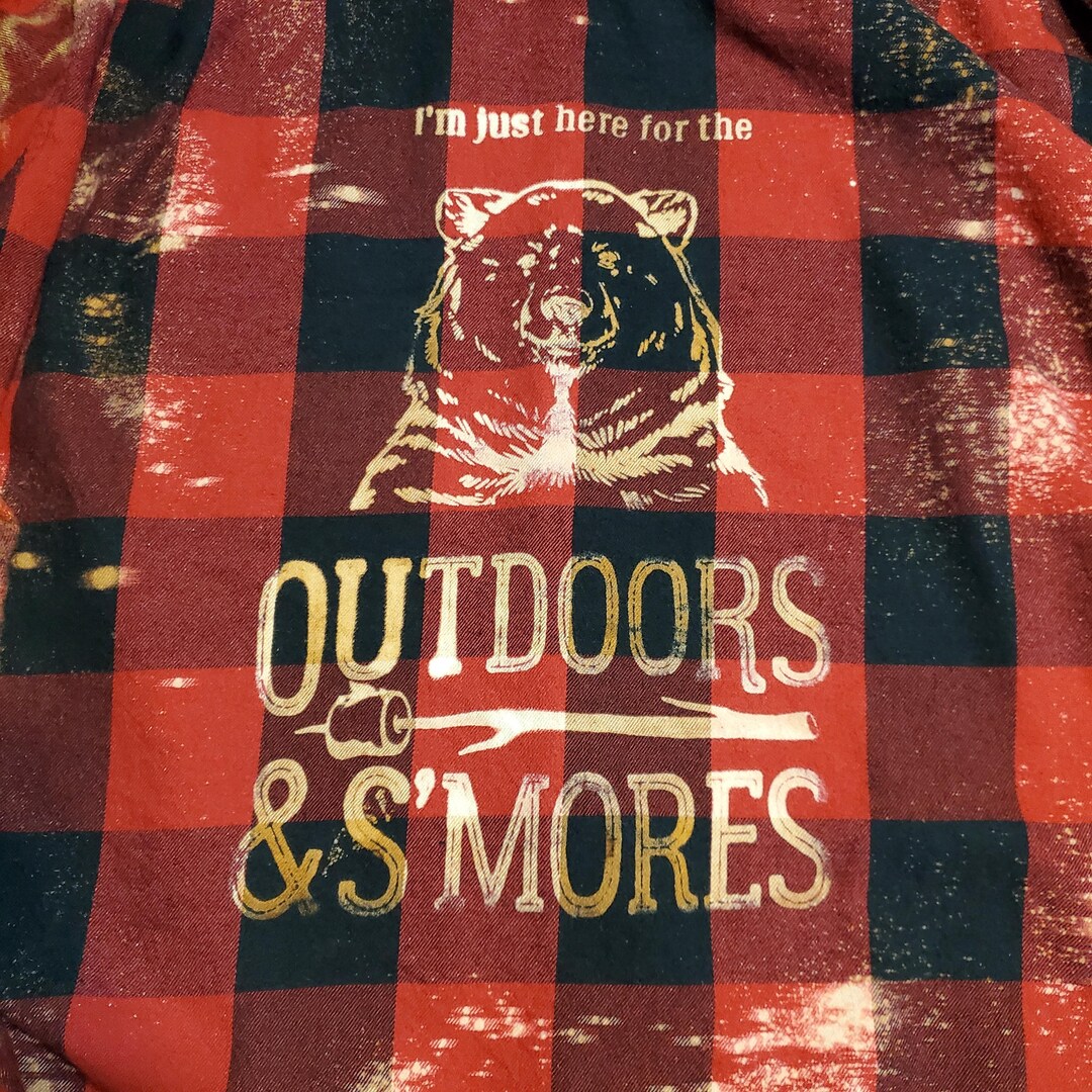 Outdoors and S'mores Bleached Flannel Camping Flannel Campfire Clothing ...