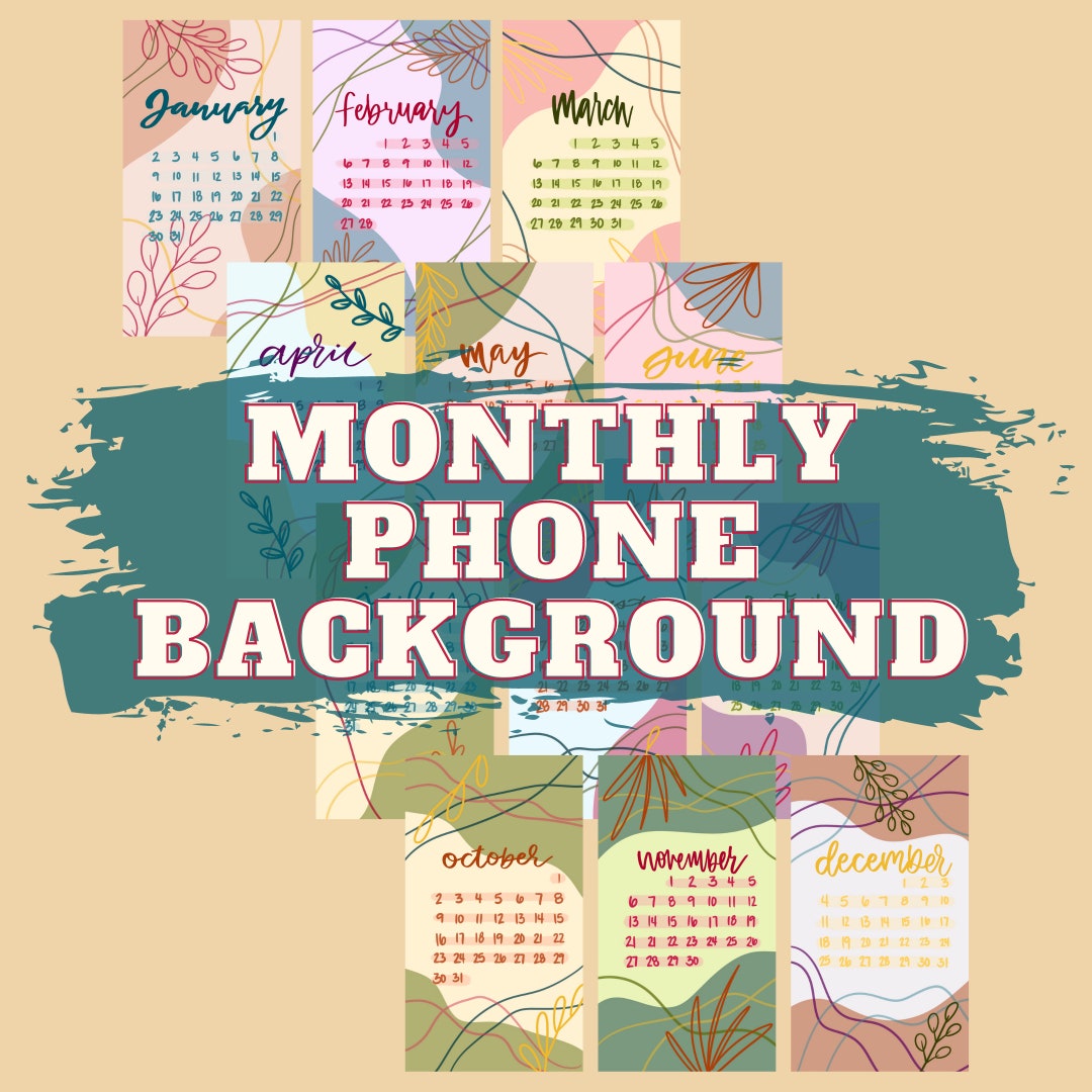 2022 Hand-drawn Monthly Phone Backgrounds | iPhone Wallpaper | Phone ...